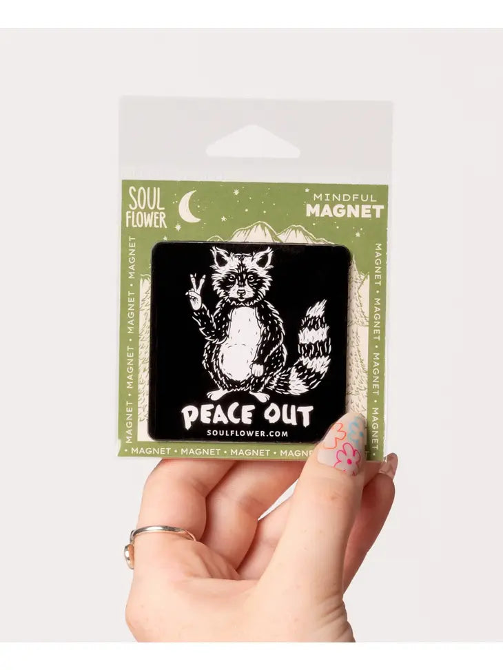Peace Out Racoon Magnet – Lucia's World Emporium